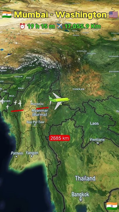 Mumbai to Washington DC Flight Route Map | #route #travel #automobile # ...