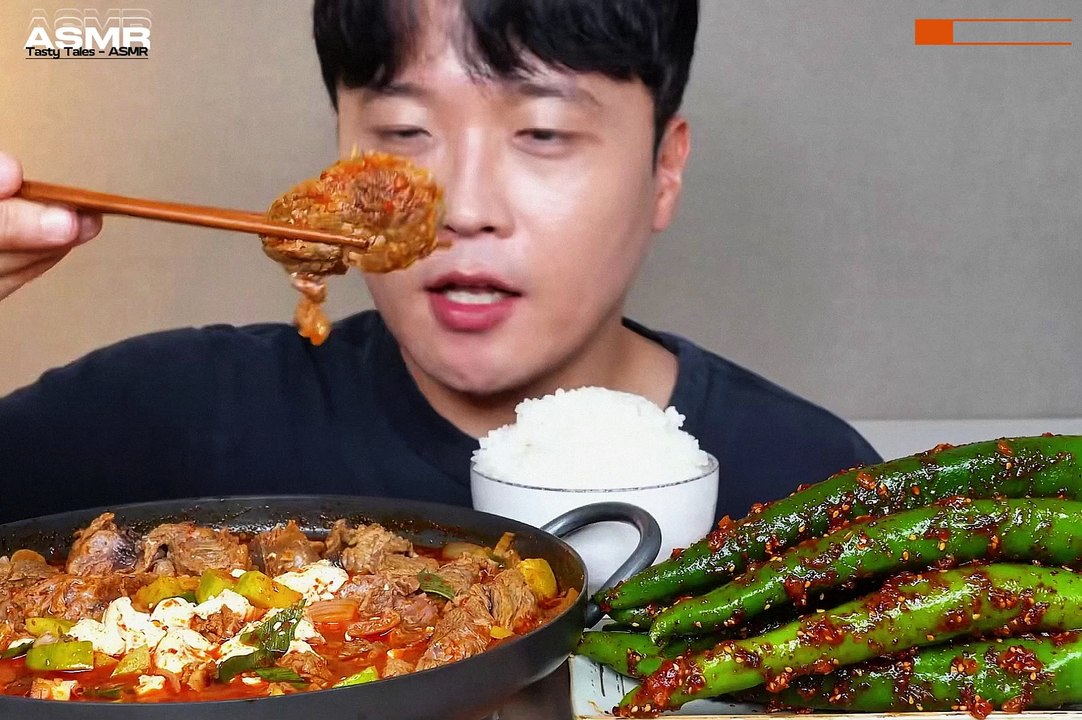 Hot And Spicy Beef Stew - Pickled Green Peppers - Mukbang - ASMR #8 ...
