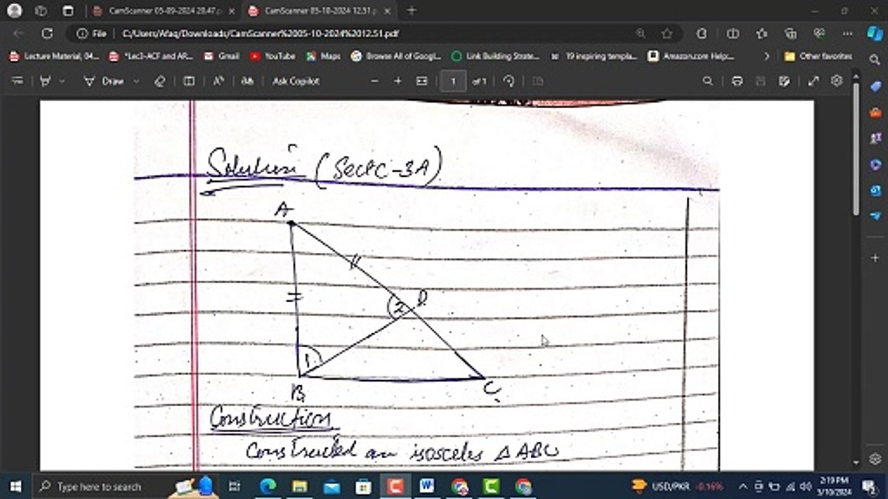 9th Class Math paper solution 2024-FBISE Section C-P 3A-Angles - video ...