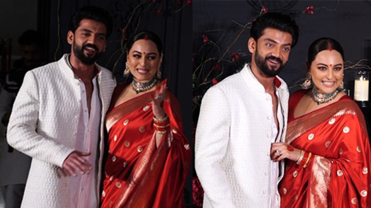 Sonakshi Sinha Zaheer Iqbal Wedding Reception Look Full Video, Red ...