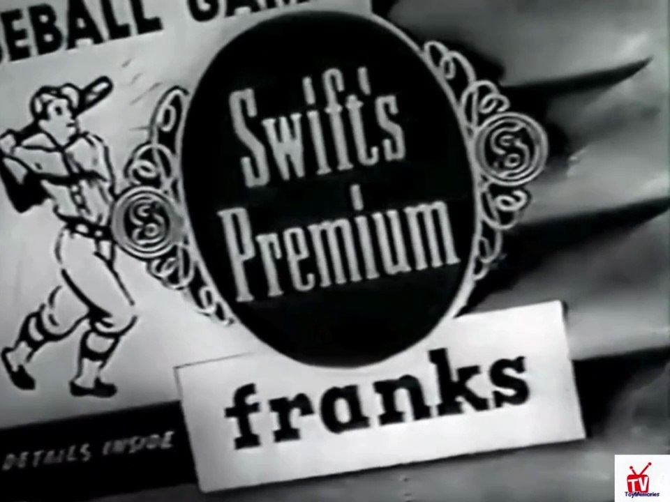 1950s Swift Premium hot dogs (baseball themed ad) TV commercial - video ...