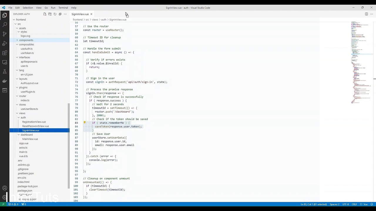 Vue.js & Django Authentication: how to save the JWT or Django REST Framework token - video ...