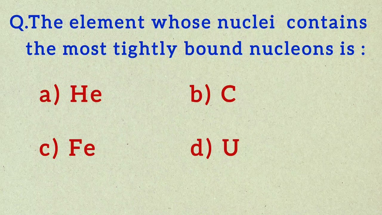 The element whose nuclei contains the most tightly bound nucleons is ...