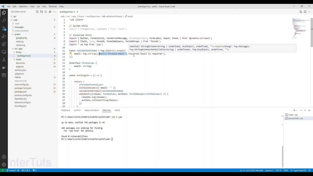 React & Node.js Authentication: how to install Yup and create a validation schema - video ...