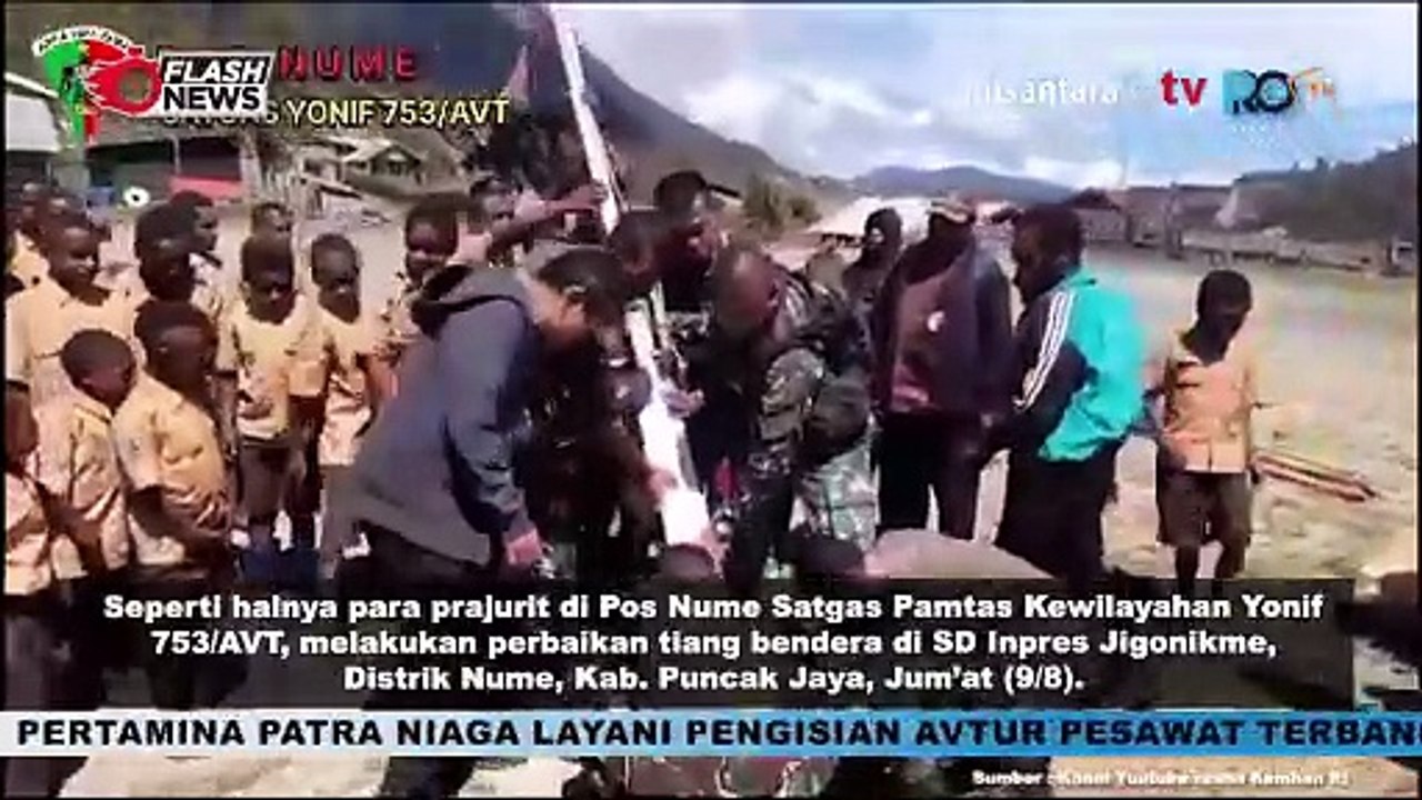 Satgas Yonif 753/AVT Gelar Pemasangan Umbul-Umbul dan Bendera Merah Putih di Tinggi Nambut ...