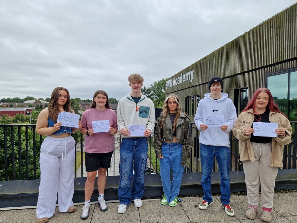 Pupils at Ormiston SWB Academy in Bilston celebrating A-level and BTEC ...