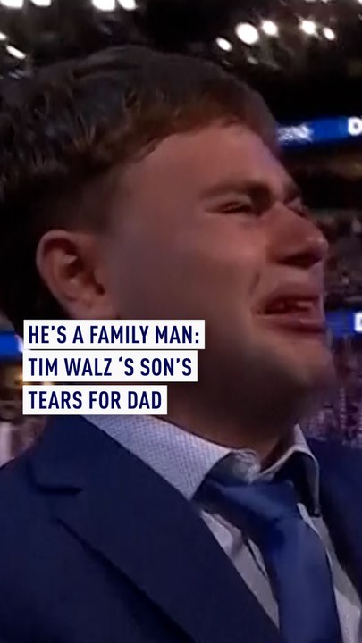 Tim Walz's Son Bursts into Tears During Father's DNC Speech - video ...