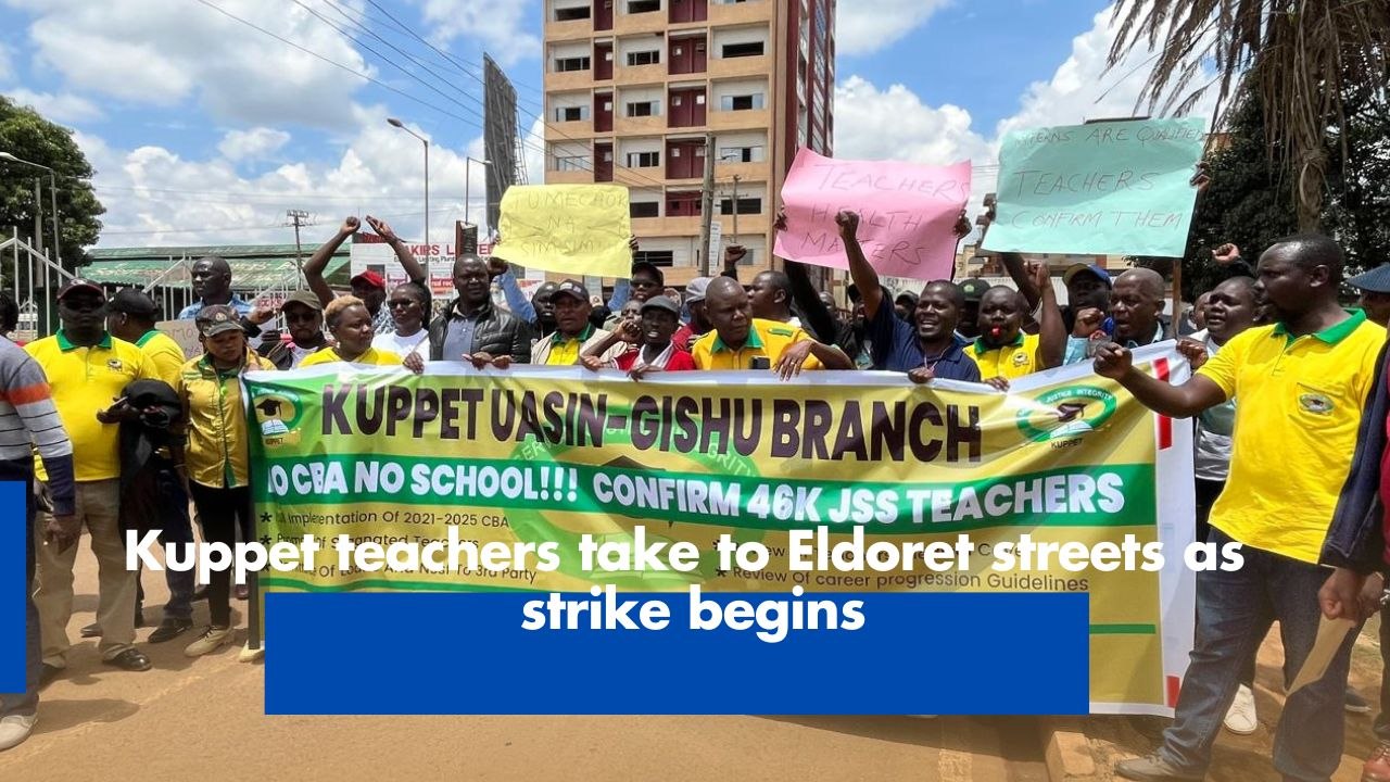 Kuppet teachers take to Eldoret streets as strike begins - video ...