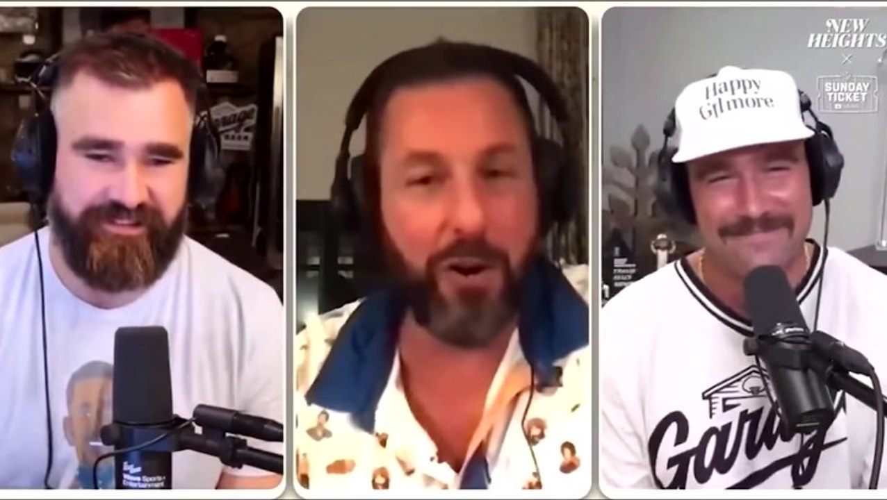 Travis Kelce beams as Adam Sandler heaps praise on Taylor Swift - video ...