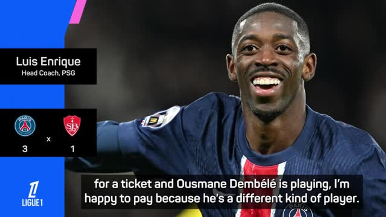 Luis Enrique enjoying 'unique' Dembele after PSG double - video Dailymotion