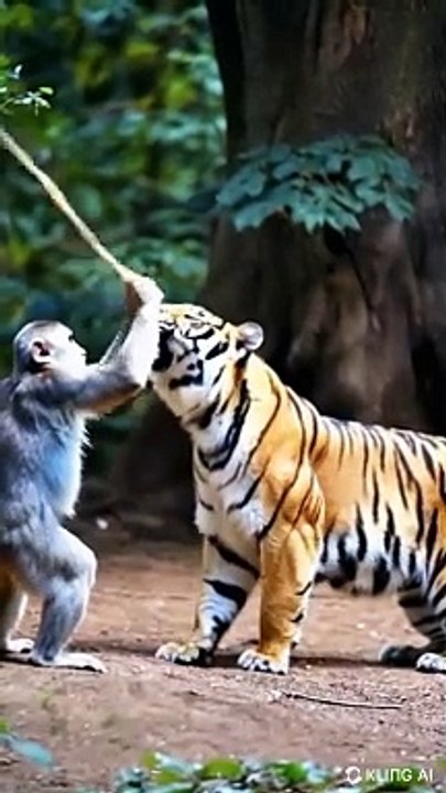 High_Performance_9x16_gray_monkey_hit_tiger_with_stick - Video Dailymotion