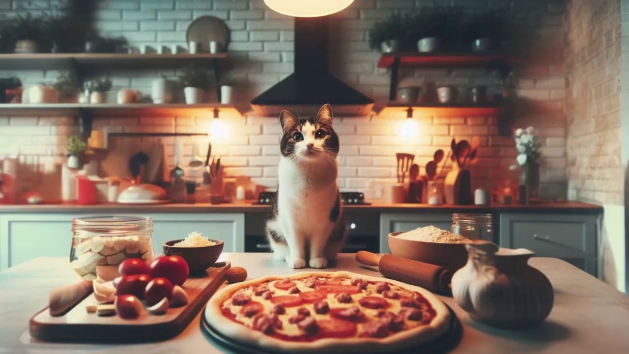Cute cat making Pizza at home #aicat #catcute #cuteecats #catvideos ...