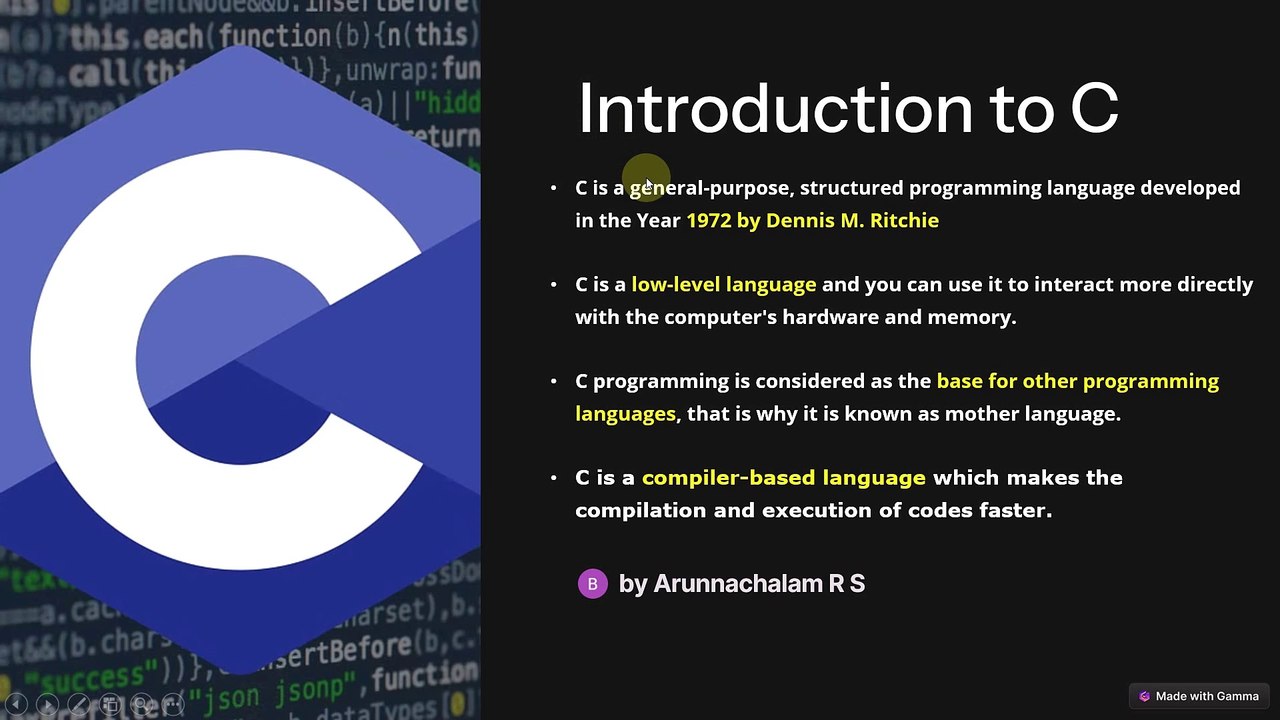 Introduction To C Programming 2024 || C Class 1 #takeknowldge - video Dailymotion