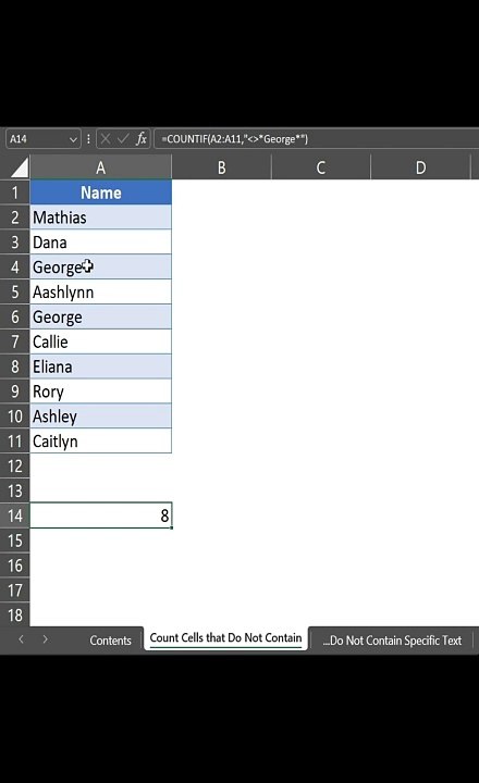 Count Cells do not Contain Text #excel #excelformula #exceltips #ms #excelacademy #exceltech # ...