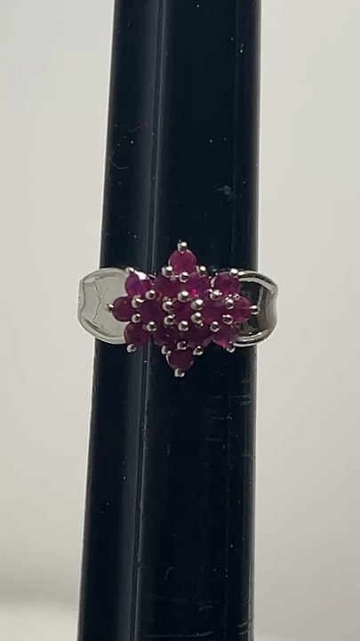 Sterling Silver Ruby Ring, 16 Red Ruby Clusters, July Birthstone, Size ...