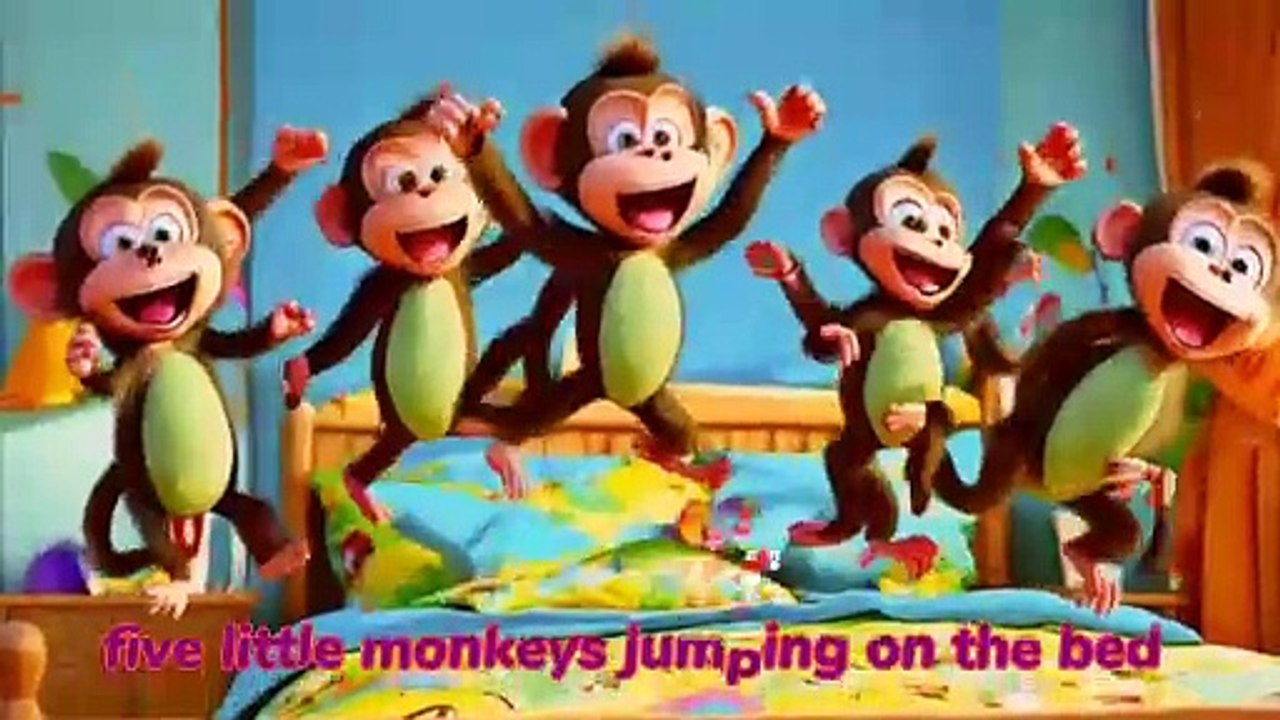 Five Little Monkeys Jumping on the Bed | Nursery Rhymes for Kids | Fun ...
