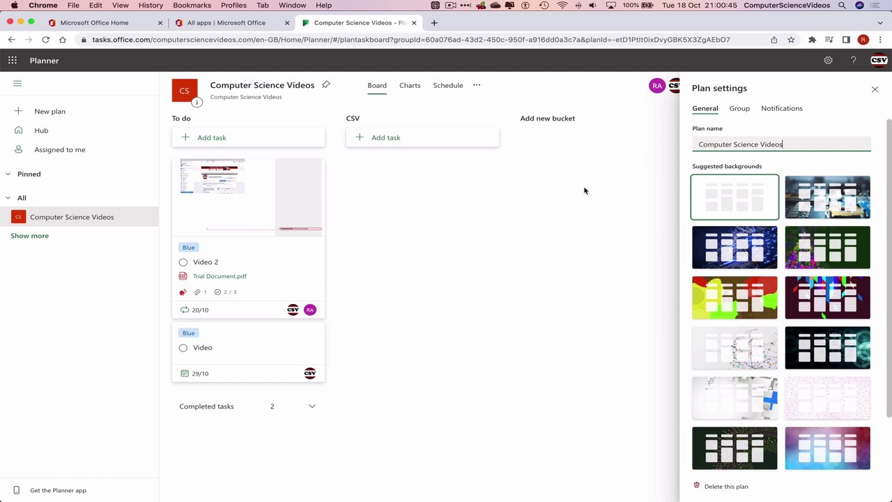 How to USE Microsoft Planner for Office 365 On a Mac - Tutorial 21 - Change Plan Background ...
