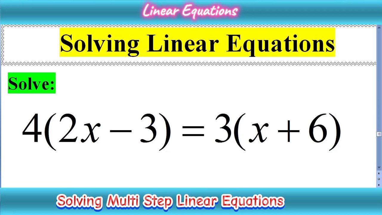 How to Solve Linear Equations involving Distributive Property | Linear ...