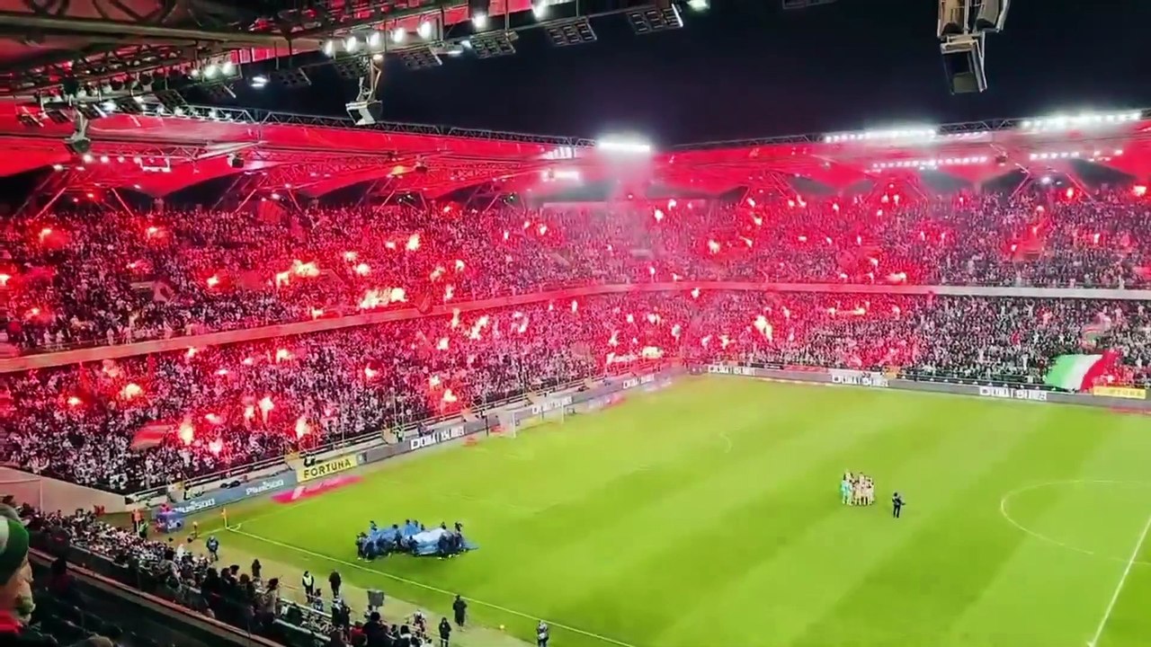 Legia Warsaw ultras pyro show before the classic game against Widzew ...