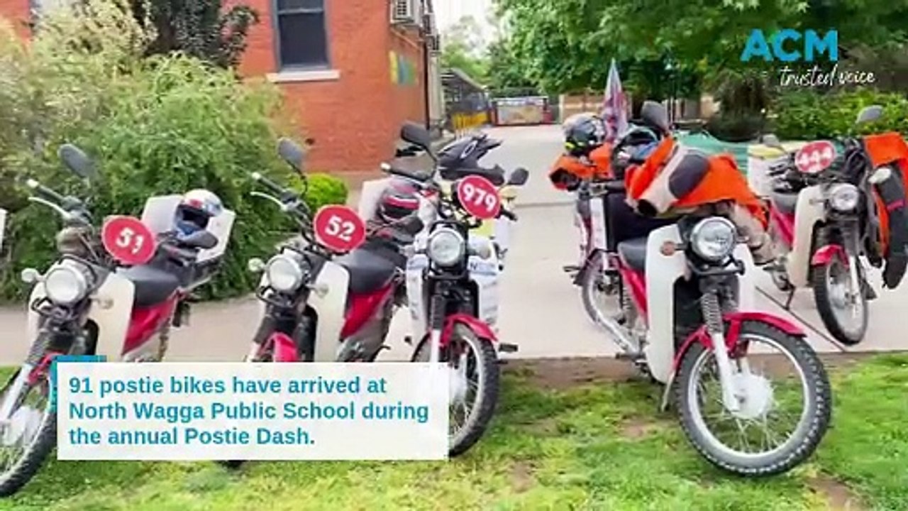 The 11th Variety Postie Bike Dash stops at North Wagga Public for cheque handover and breakfast ...