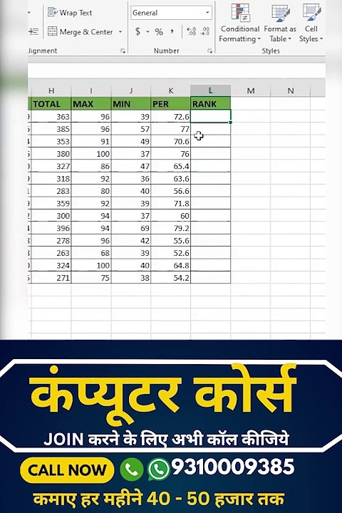 How to Calculate Rank in MS Excel | Rank Formula in Excel #excelformula ...