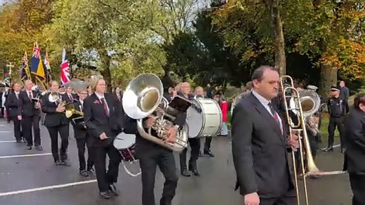 March into Priory Park, Bodmin for the start of remembrance events ...