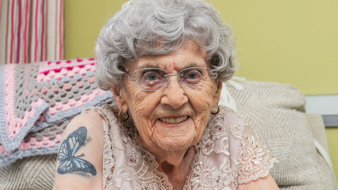 Great-gran who was oldest in UK to get a tattoo now has three - AGED 99 ...