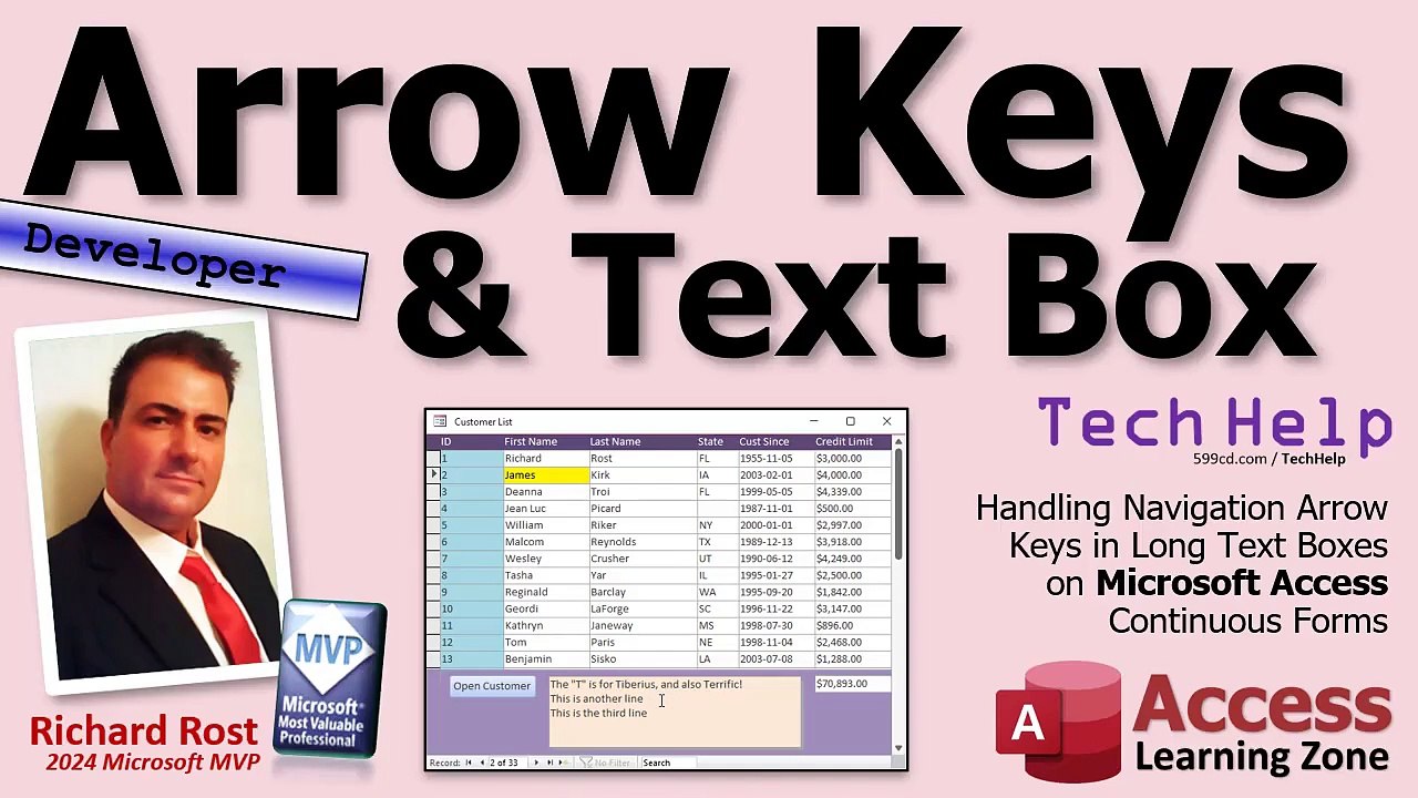 Handling Navigation Arrow Keys in Long Text Boxes on Microsoft Access Continuous Forms - video ...