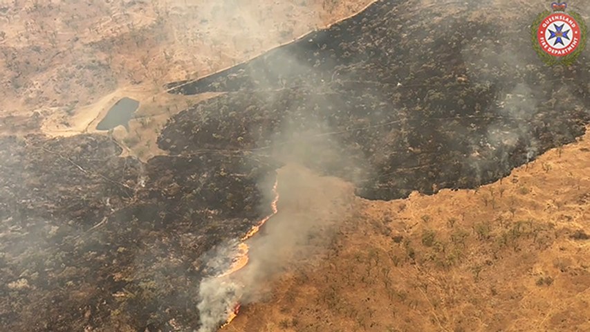 Queensland Fire Department aerial view of Forsayth bushfires ...
