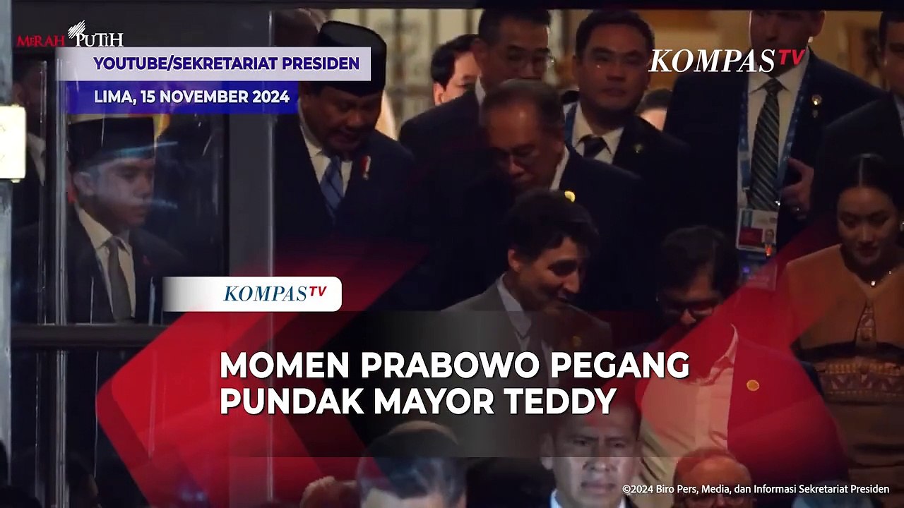 Momen Presiden Prabowo Pegang Pundak Mayor Teddy saat Hadiri APEC Economic Gala Dinner Peru ...