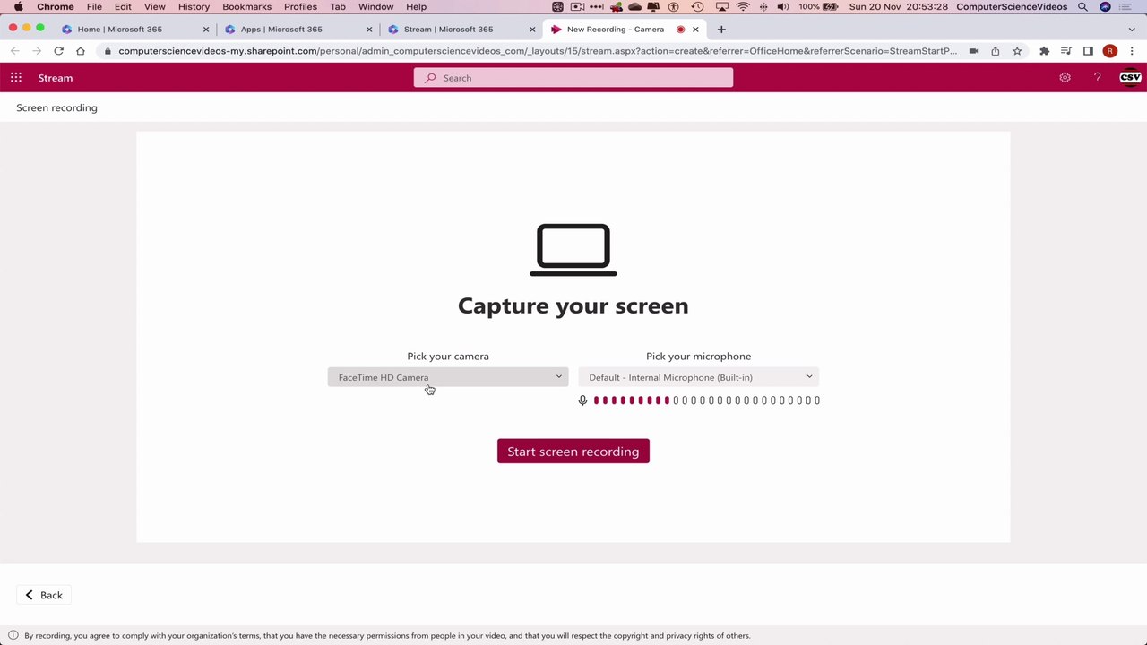 How to USE Microsoft Stream for Office 365 On a Mac - Tutorial 4 - Screen Recording - Basic ...
