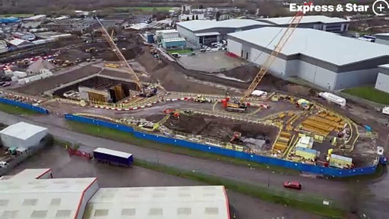 Aerial footage of the pioneering new Encyclis waste transfer site being built in Fryers Road ...
