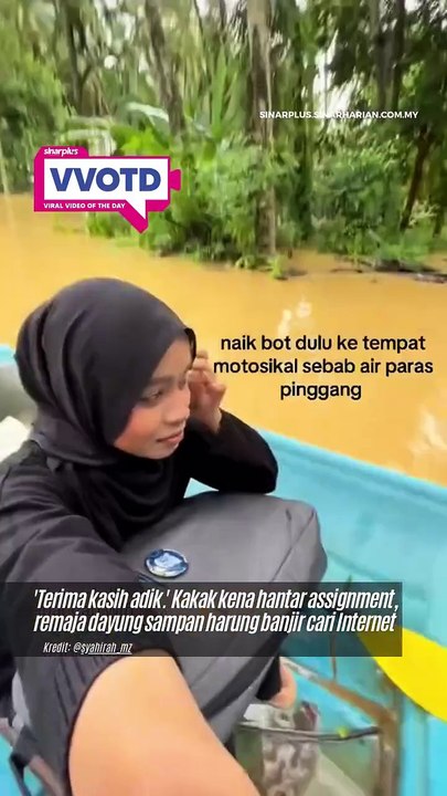 Aduhai sebaknya! Demi masa depan kakak, adik susah payah redah banjir. Moga dua beradik ini ...