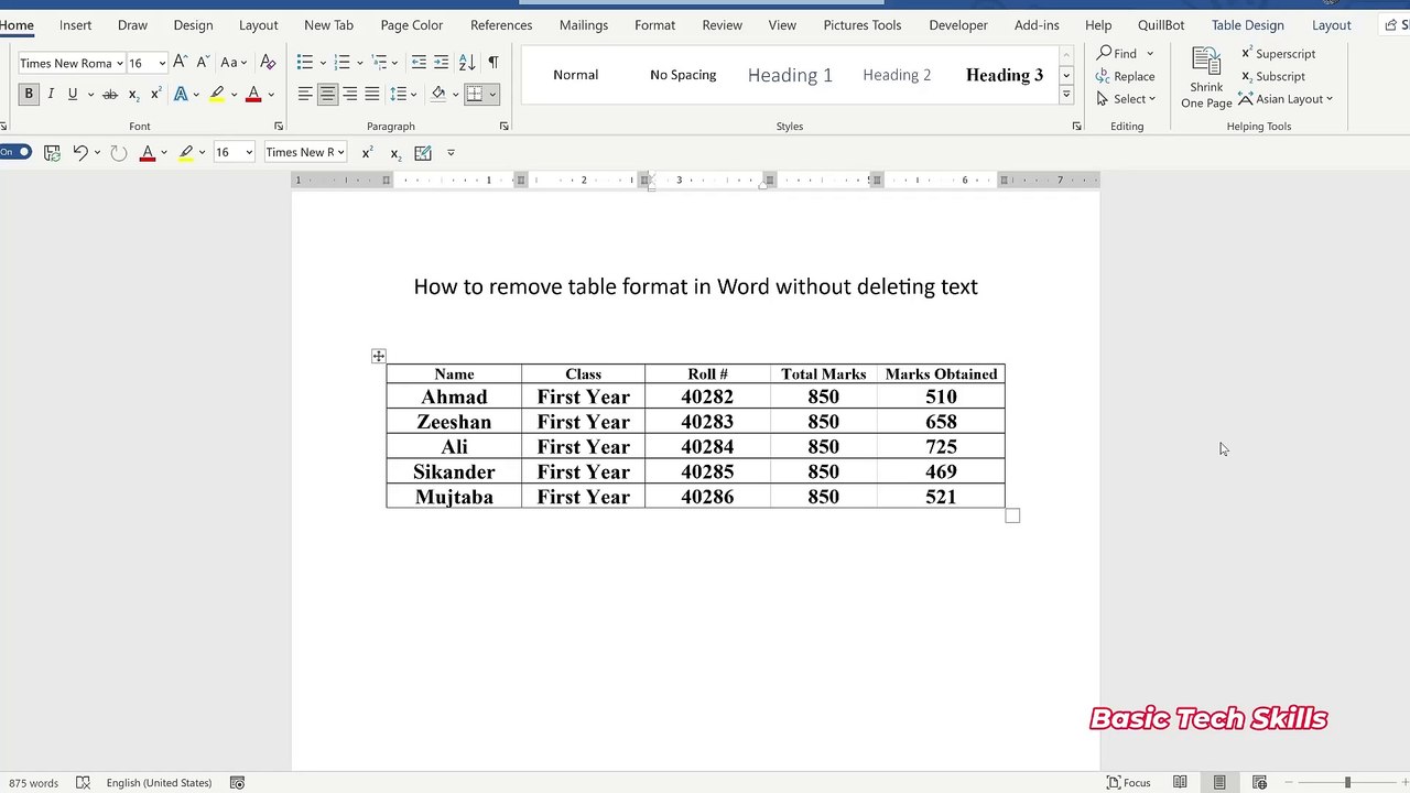 How to remove table format in Word without deleting text - video Dailymotion