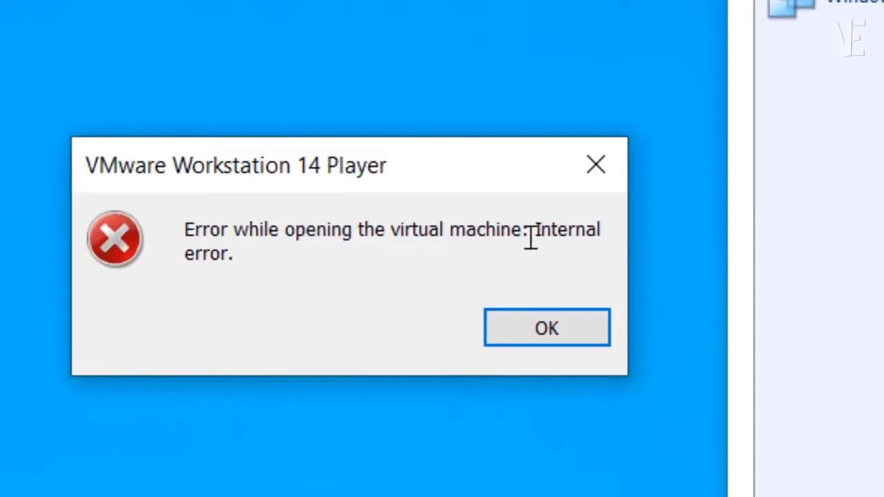 VMware error while opening the virtual machine internal error - video Dailymotion