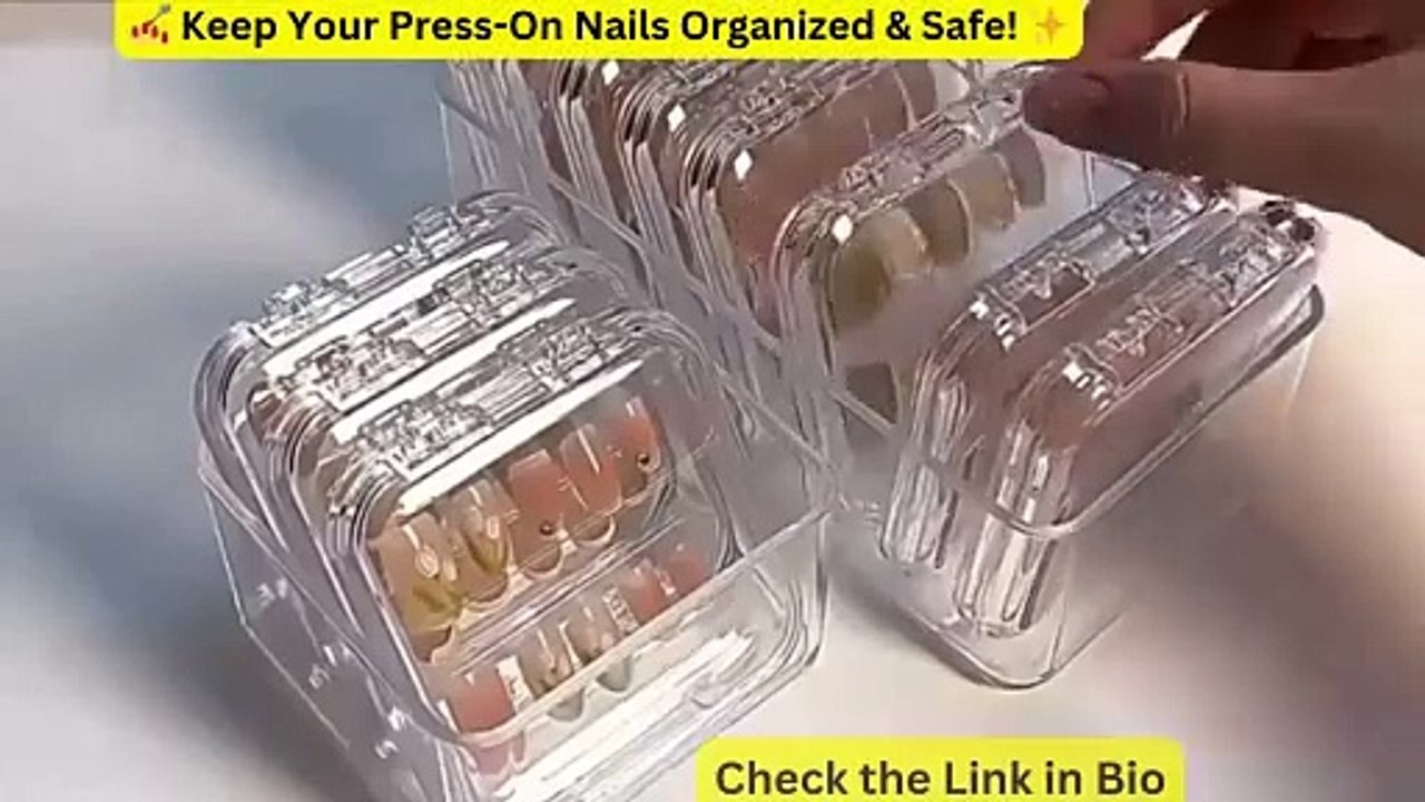 Press-On Nail Storage Acrylic Boxes with Adhesive Sheets Transparent ...