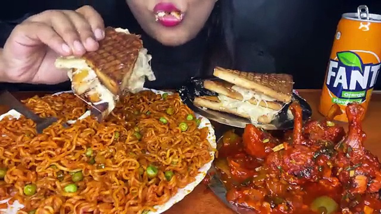 ASMR_MAGGI NOODLES _RECIPE_ EATING MAGGI NOODLES,CHICKEN LOLLIPOP ...