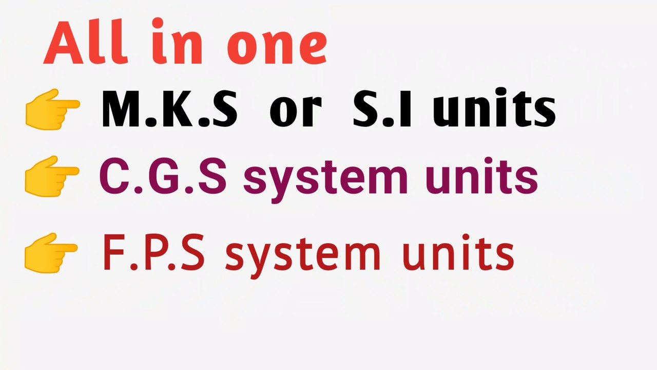 All in one_SI system units_mks system units_cgs system units_fps system units - video Dailymotion