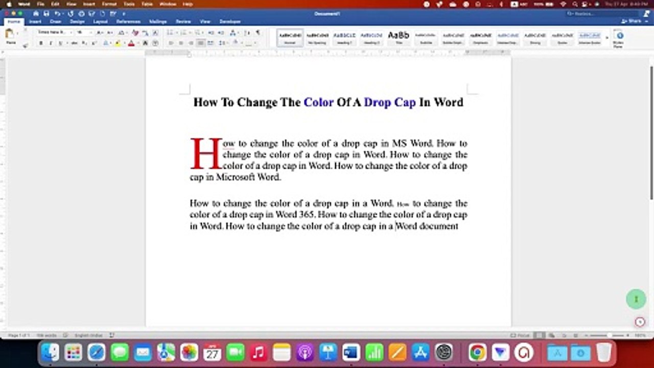 How To Change The Color Of A Drop Cap In Word - video Dailymotion