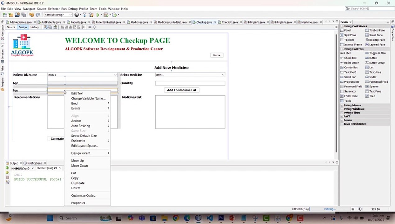 (Part 09)Hospital Management Java Project for Students | DSA Implementation & GUI - video ...