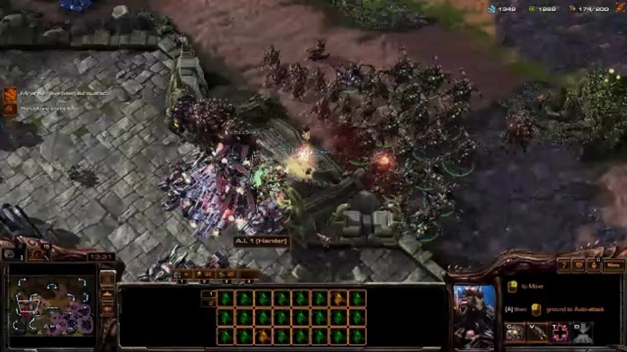 [StarCraft 2]No.0329--Great ZERG Player vs Harder A.I, LOSS[Queens' Defense, &, Mass-Hydra].CUT ...