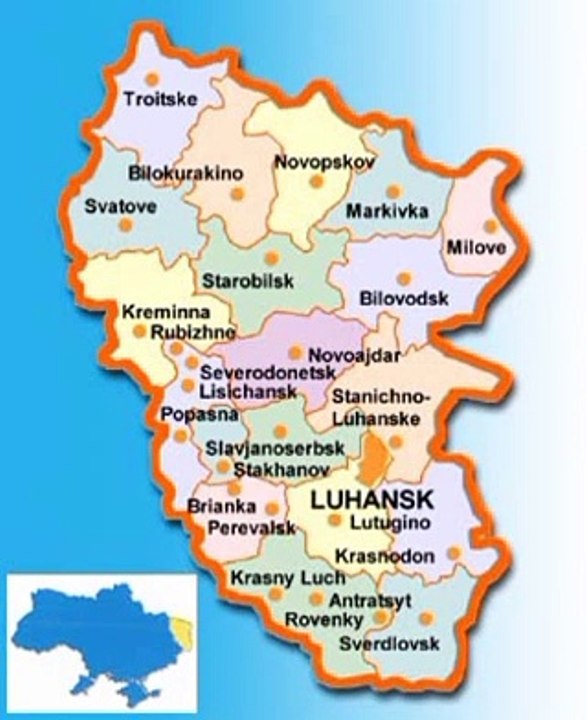 Peta Luhansk. Map of Luhansk. Luhansk Map. Peta Oblast Luhansk. Map of ...