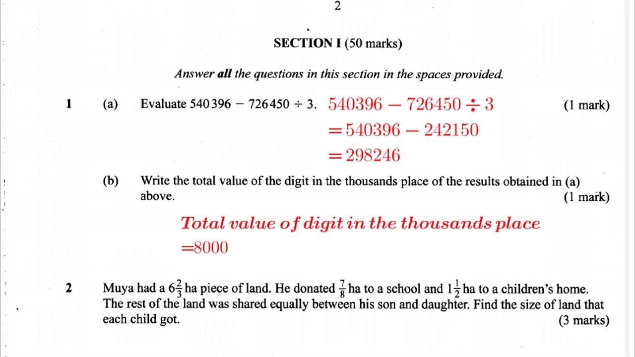 Step by step math answers #KCSE 2015 paper 1 #Math revision #Improve ...