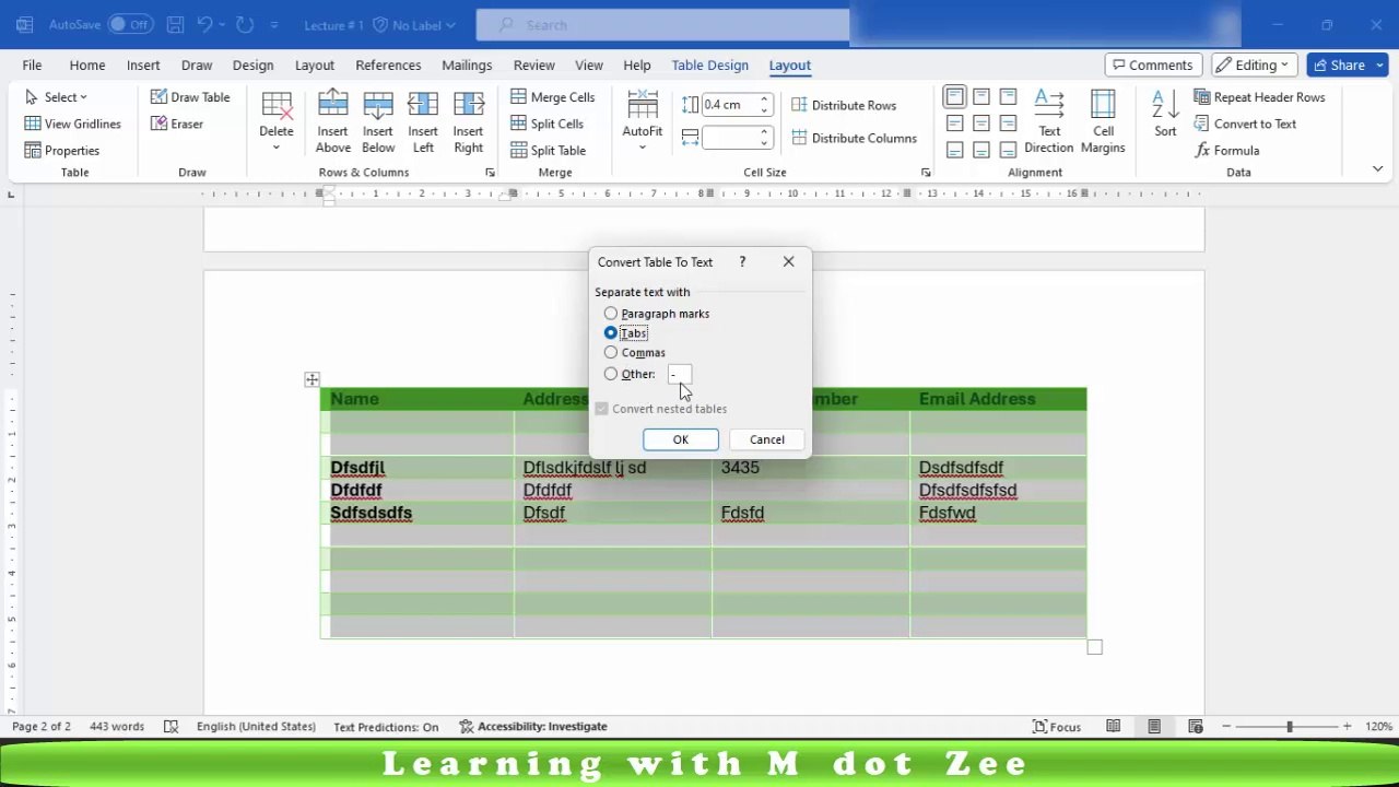 How to Draw Table in MS Word | Microsoft Word Tutorial | LECTURE # 3 | Learning with M dot Zee ...