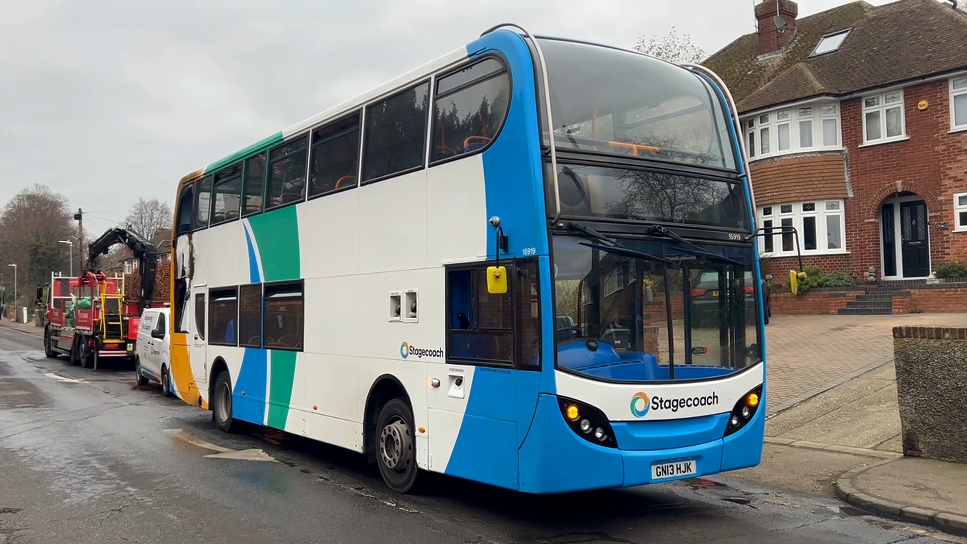 Bus fire in St Stephens Road, Canterbury