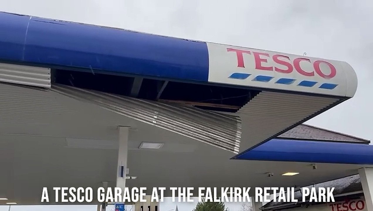 Storm Eowyn: A Tesco garage at Falkirk Retail Park has been damaged ...