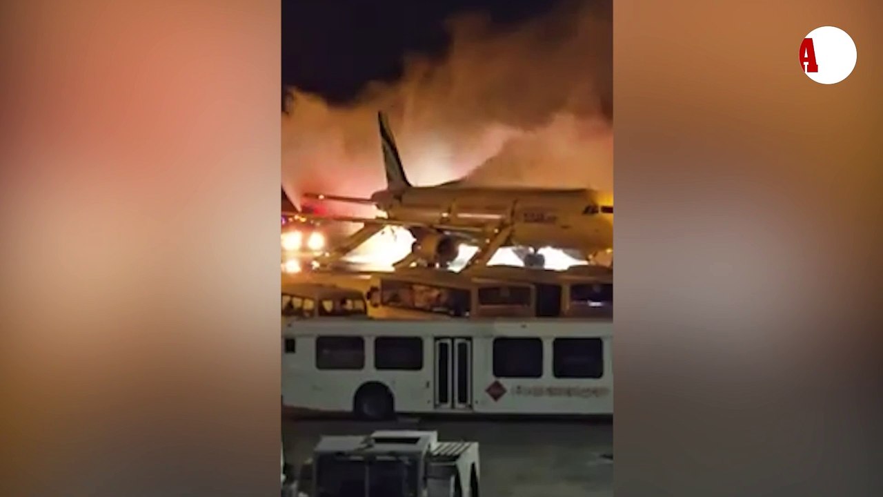Un avión se incendia en mitad de un aeropuerto en Corea del Sur con 176 personas a bordo - Vídeo ...