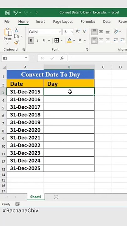 Excel Tutorial: Convert Date to Day of the Week (Complete Guide) | Convert Date to Weekday Name ...