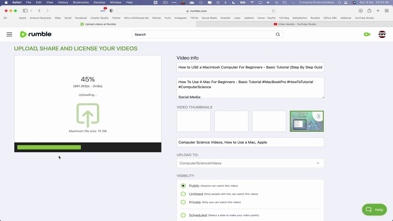 How to UPLOAD a Video On Rumble Using a Mac Computer - Basic Tutorial | New - video Dailymotion