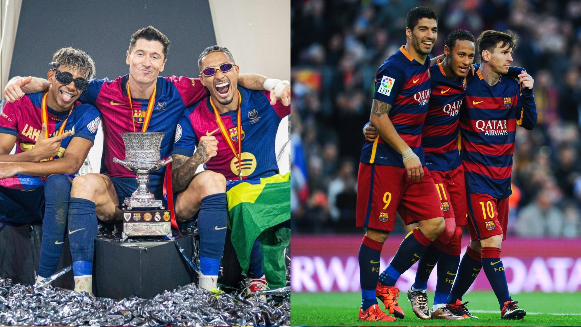 La delantera del Barcelona de Lewandowski, Yamal y Raphinha, ¿mejor que la MSN de Messi, Suárez ...